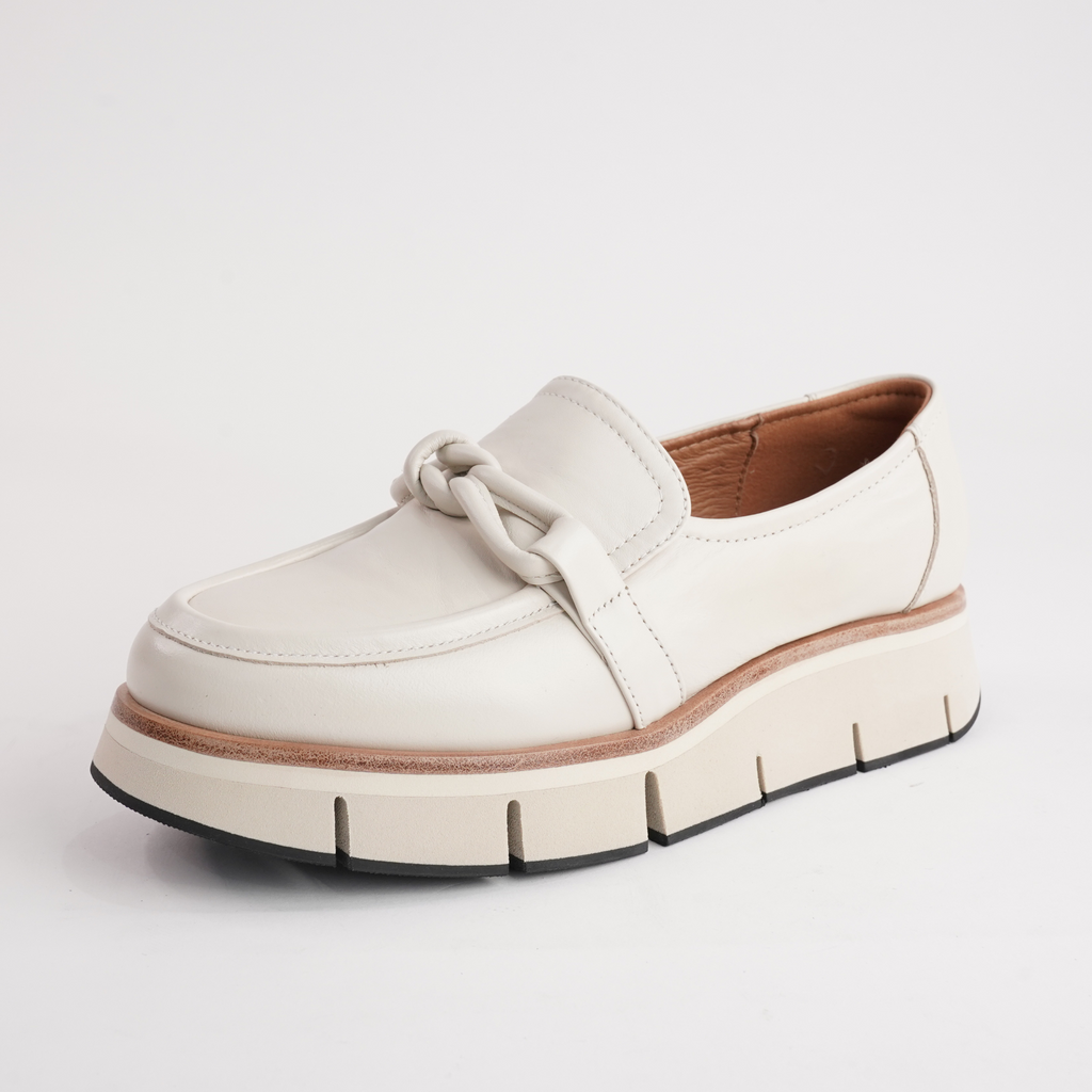 Bailey Cream Leather Loafers by Alfie & Evie – Shouz