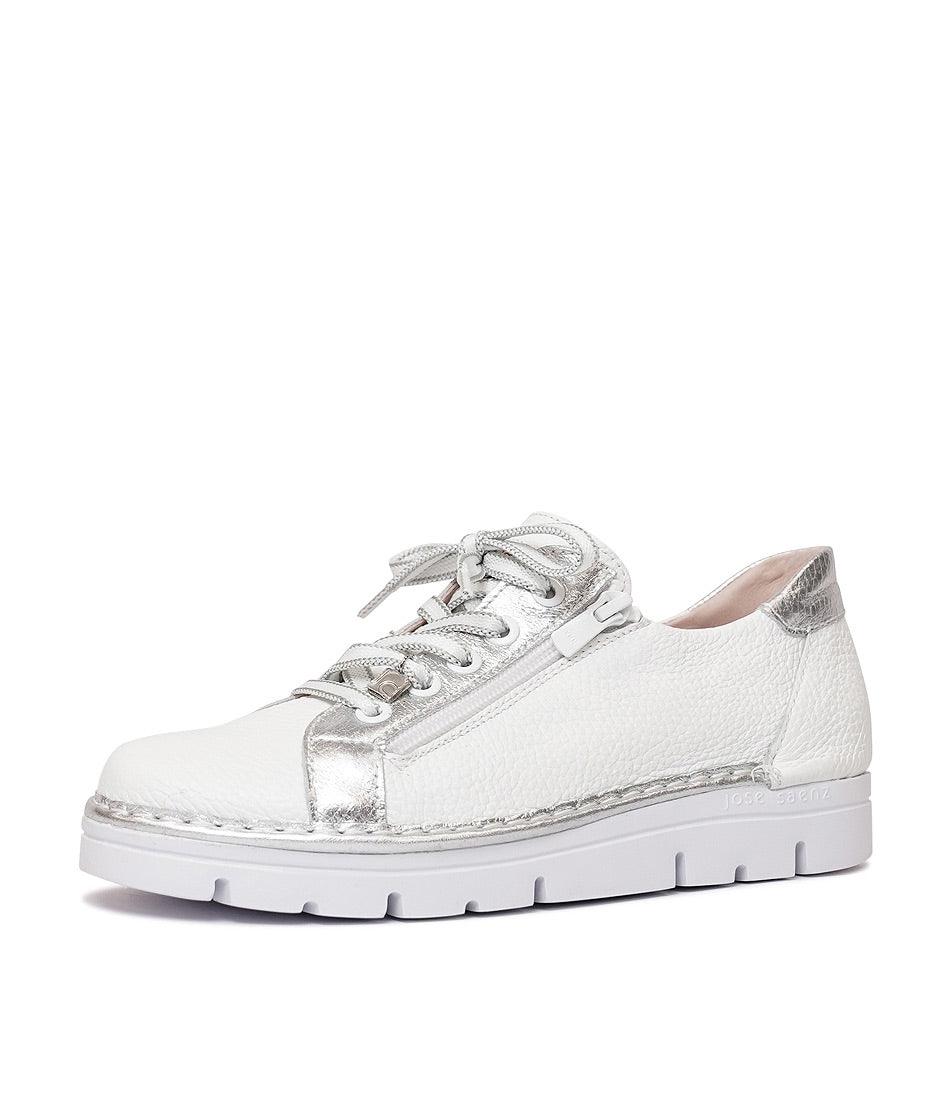 Js-2001 White/ Silver Leather Sneakers – Shouz