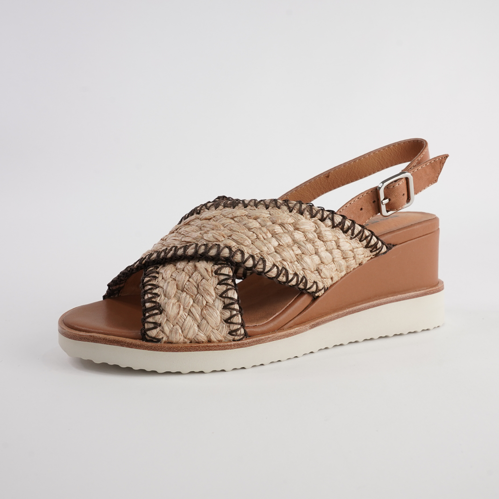 Shayna Tan Combo Leather Sandals by Bresley – Shouz