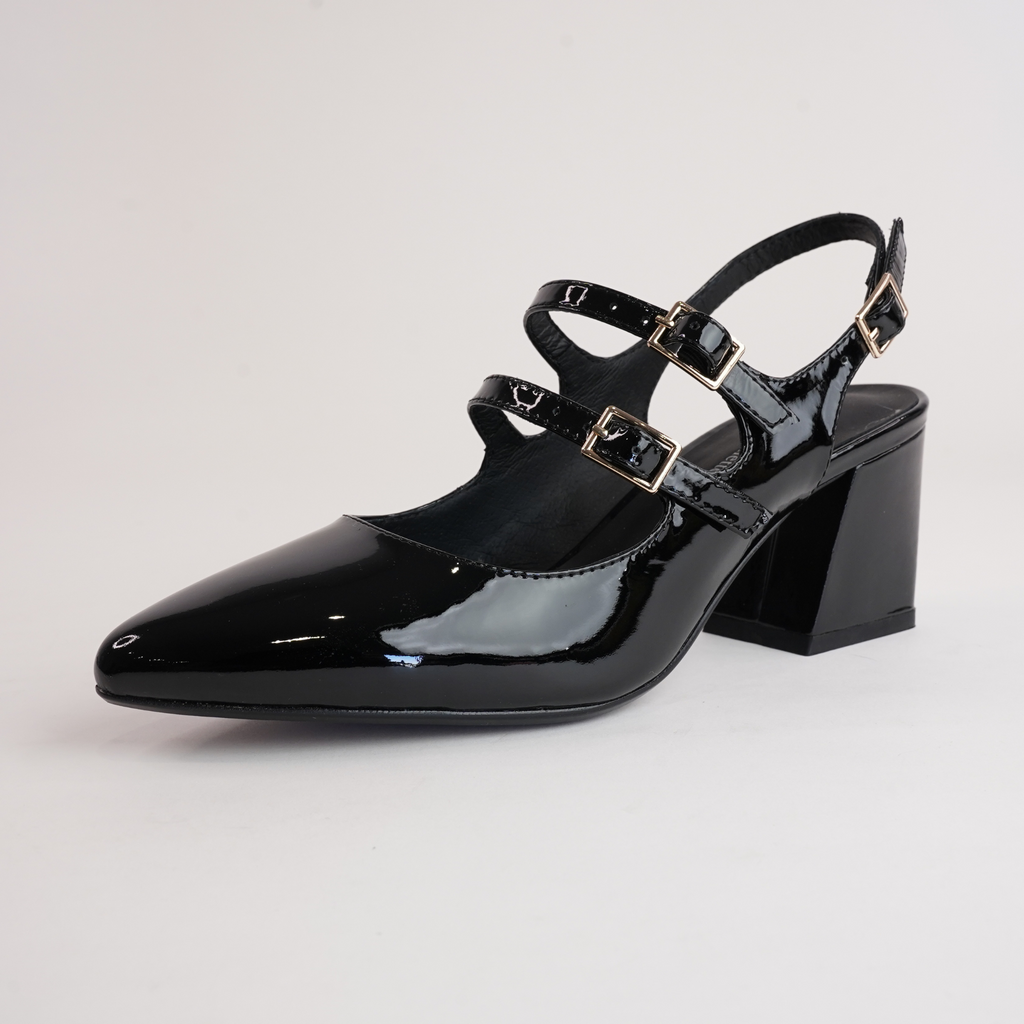Maisha Black Patent Leather Heels by Django & Juliette – Shouz