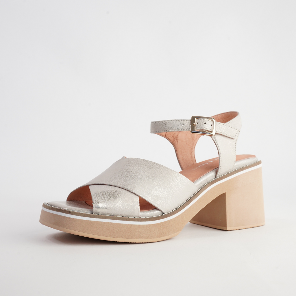 Jemi Beige And Gold Wash Leather Heels by Django & Juliette – Shouz