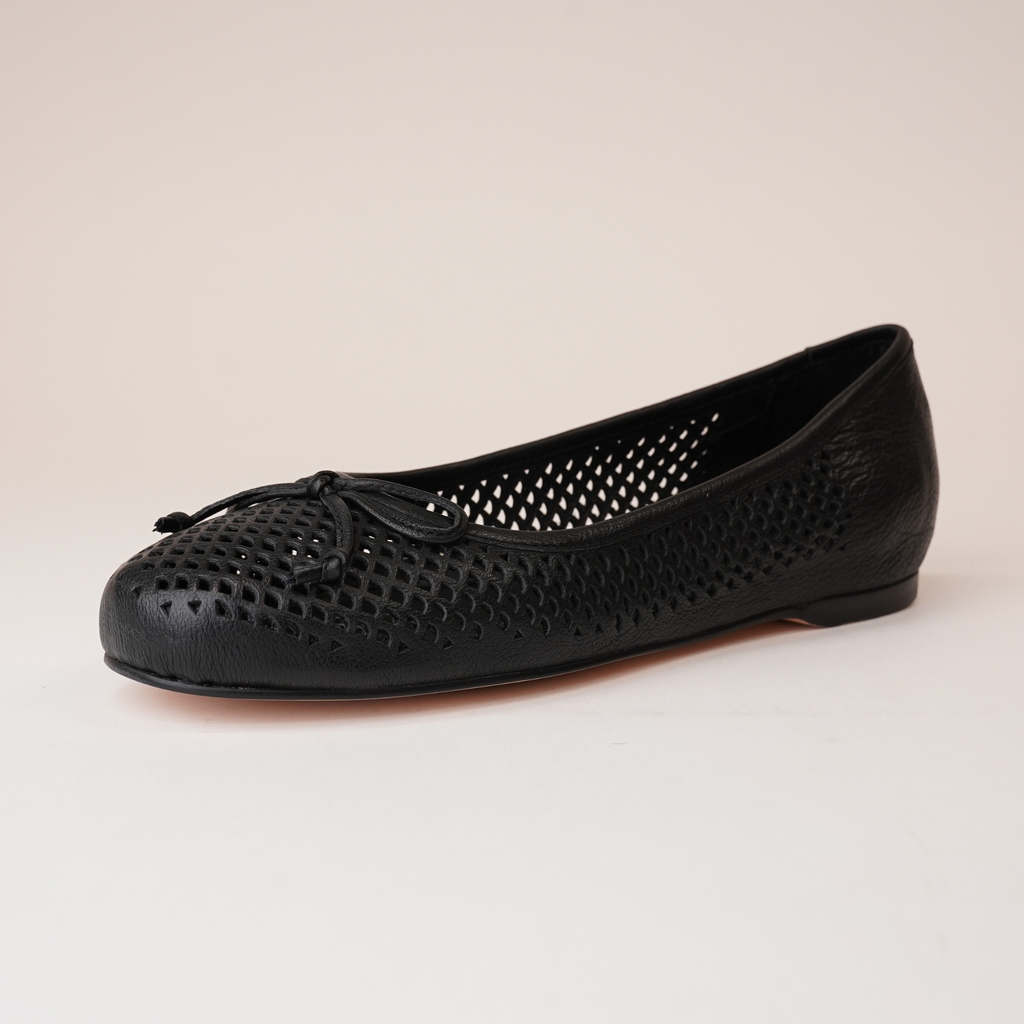 Appso Black Leather Ballet Flats by Top End – Shouz