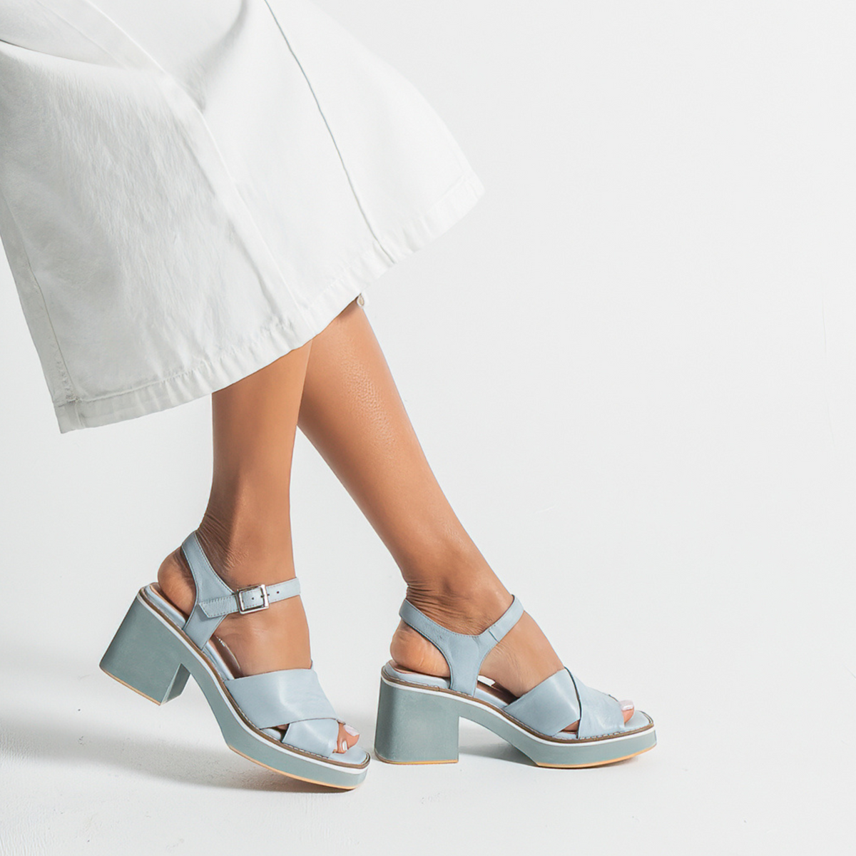 Jemi Denim Leather Heels by Django & Juliette – Shouz