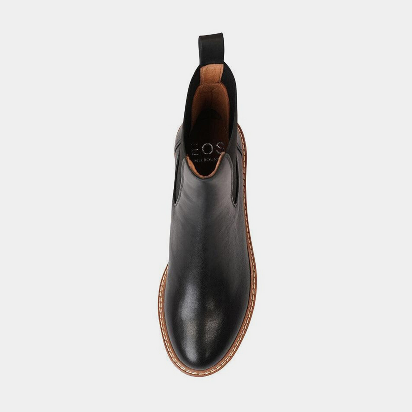 Linear Black Leather Chelsea Boots by EOS Footwear – Shouz