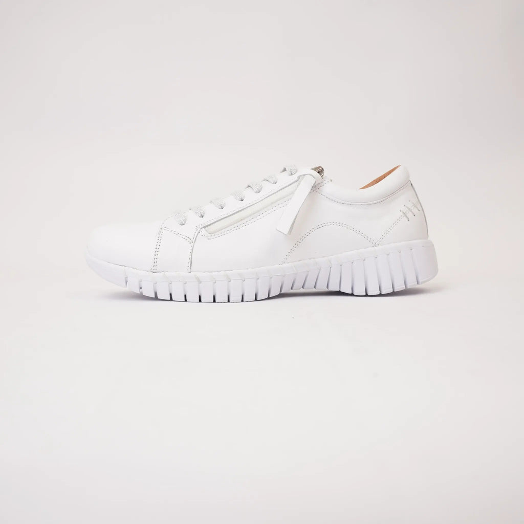 Bibi White Leather Sneakers by Sala – Shouz